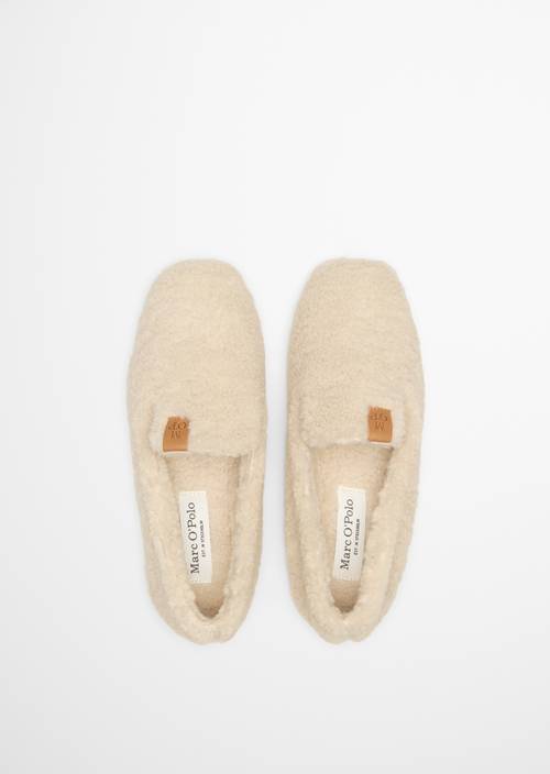 Chaussons en fourrure de coton teddy - blanc | Chaussures | MARC O’POLO