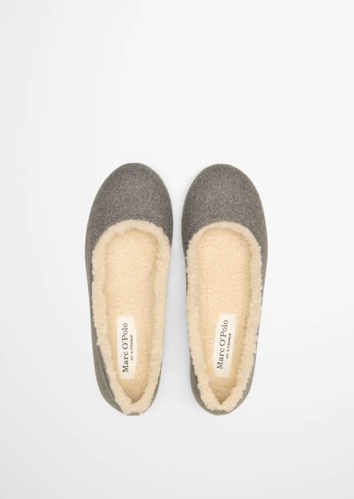 Ballerina slippers with warming teddy lining - gray | Shoes | MARC O’POLO