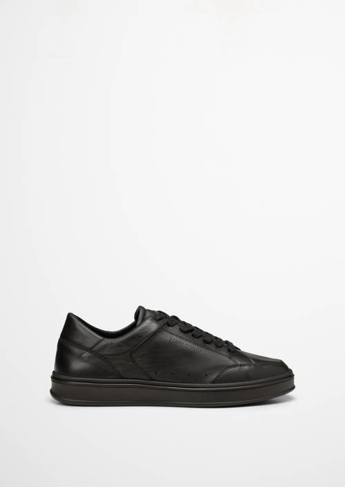Sneaker made from fine cowhide - black | Made in Portugal | MARC O’POLO