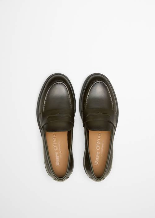 Penny loafer made from fine sheepskin - green | Loafers | MARC O’POLO