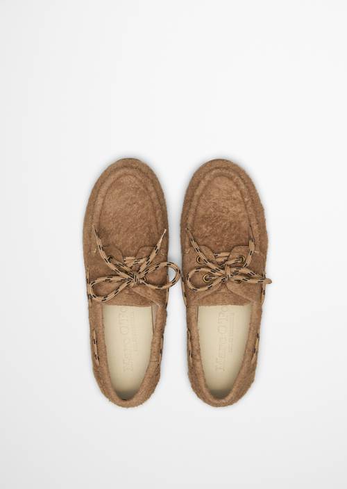 Boat shoe made from long-haired suede - brown | Made in Portugal | MARC ...