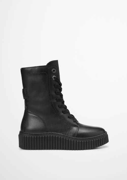 Lace-up boots model Bianca with inside zipper - black | Lace-up boots ...