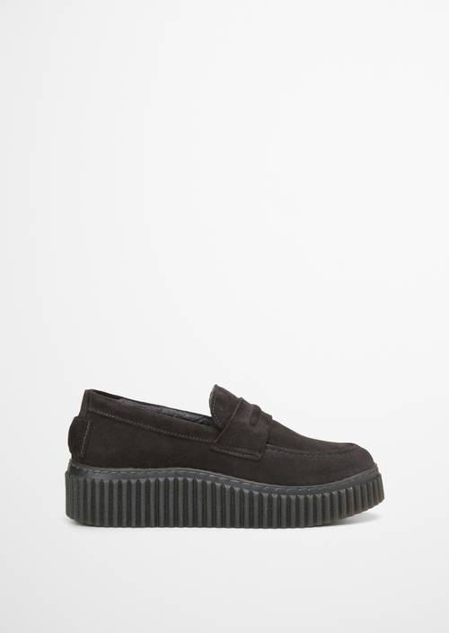 Penny loafer model Bianca with fluffy warm lining - black | Made in ...