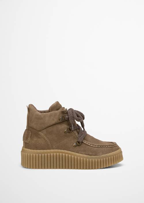 Schnürstiefel Model Bianca mit markanter Rillen-Plateausohle - braun ...