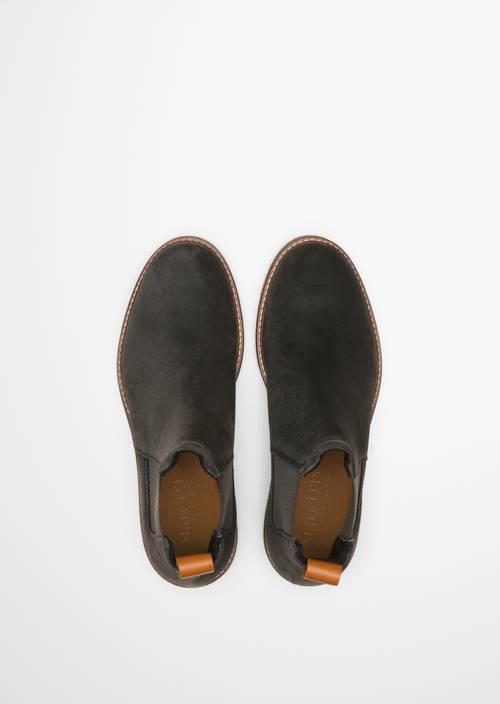 Chelsea boot model Linus made from soft suede cowhide - black | Chelsea ...