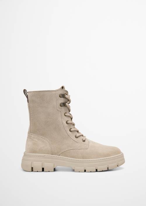 Lace-up boots model Josy with inside zipper - beige | Lace-up boots ...