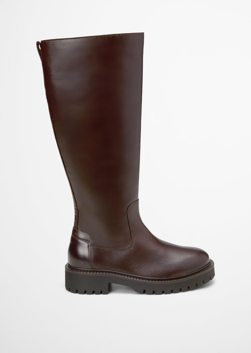 Long-shaft boots model Phia with a strong profile - brown | Longboots ...