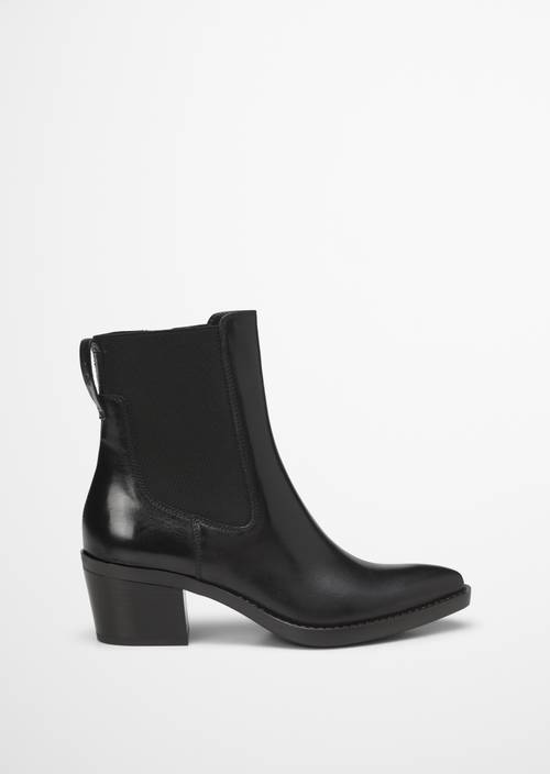 Western-style boot with inside zipper - black | Longboots | MARC O’POLO