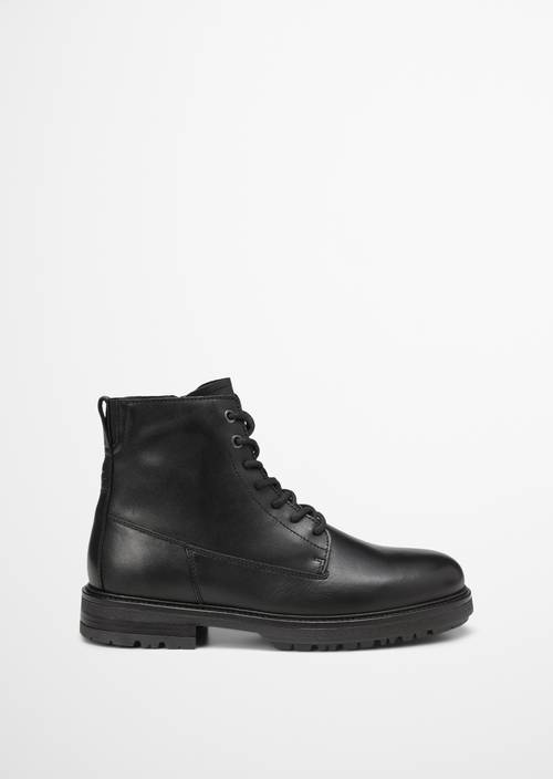 Schnürstiefel mit Innenzipper und Fellfutter - schwarz | Schnürboots ...