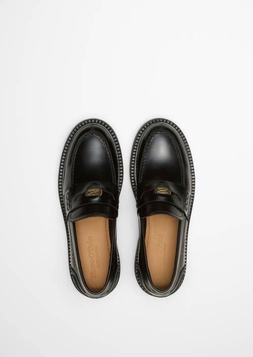 Penny loafer with logo coin - black | Made in Portugal | MARC O’POLO