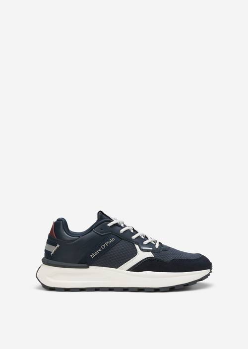 Baskets en cuir de vache et mesh - bleu | Sneakers | MARC O’POLO