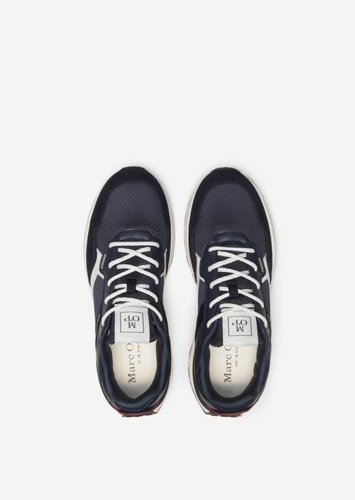 Baskets en cuir de vache et mesh - bleu | Sneakers | MARC O’POLO