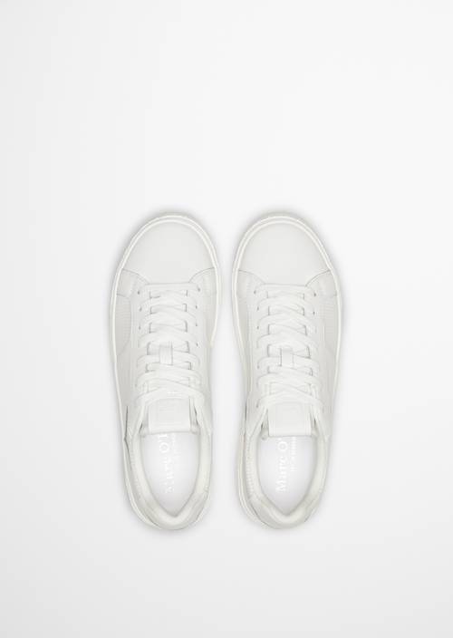 Sneaker made from fine cowhide - white | Sneakers | MARC O’POLO