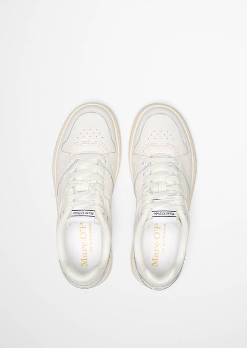 Sneaker made from high-quality cowhide - white | Sneakers | MARC O’POLO