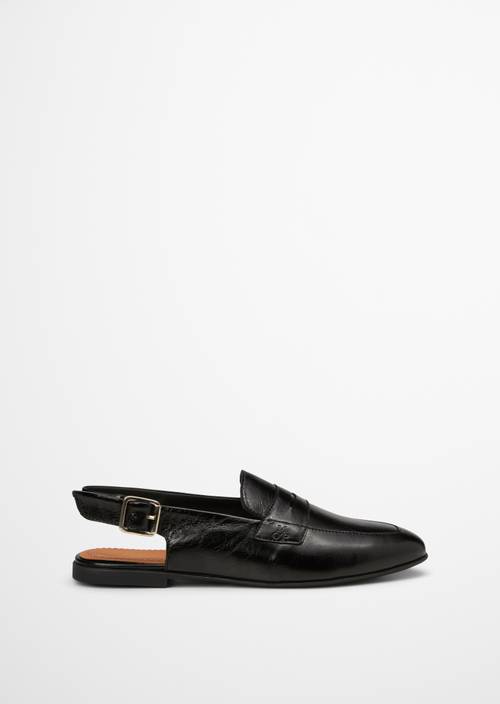 Slingback loafer made from refined cowhide - black | Made in Portugal ...