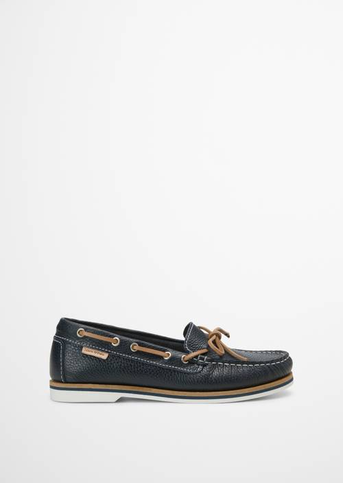 Boat shoe made from grained cowhide - blue | Made in Portugal | MARC O’POLO