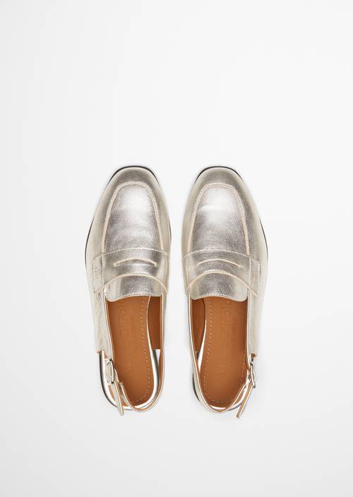 Slingback loafer made from refined cowhide - metallic | Made in ...