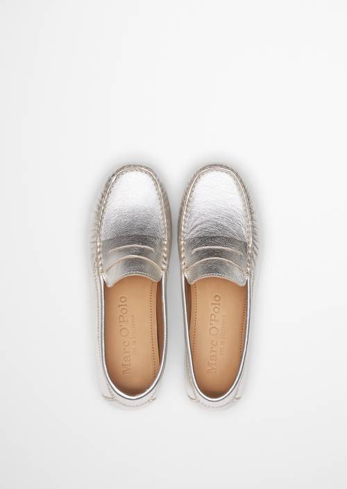 Mokassin aus Rindleder mit Metallic-Glanz - metallic | Made in Portugal ...