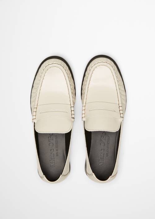 Loafer made from refined cowhide - beige | Made in Portugal | MARC O’POLO