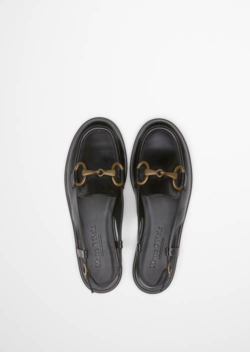 Sling loafer with snaffle buckle - black | Loafers | MARC O’POLO