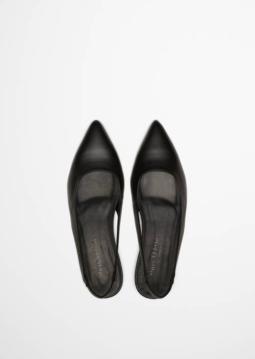 Slingback en cuir de vache noble - noir | Made in Italy | MARC O’POLO