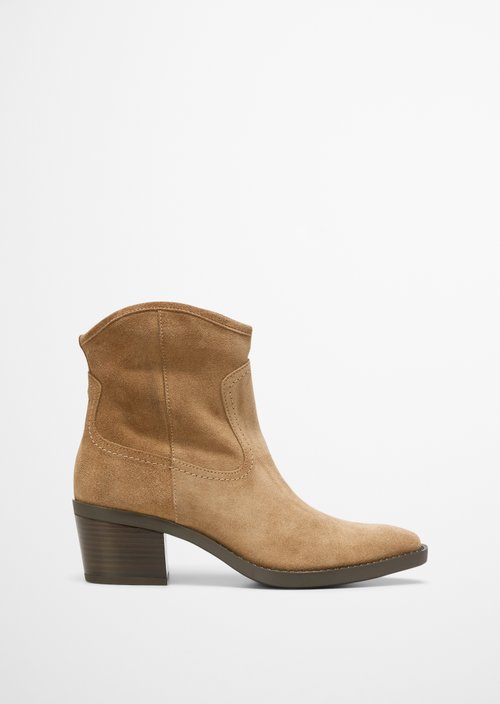 Western-style ankle boot made from soft suede - brown | Western boots ...