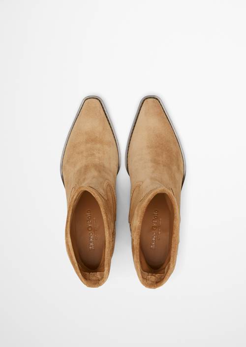 Western-style ankle boot made from soft suede - brown | Western boots ...