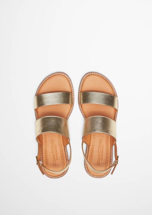 Sandale aus Rindleder mit Glanz-Effekt - metallic | Sandalen | MARC O’POLO