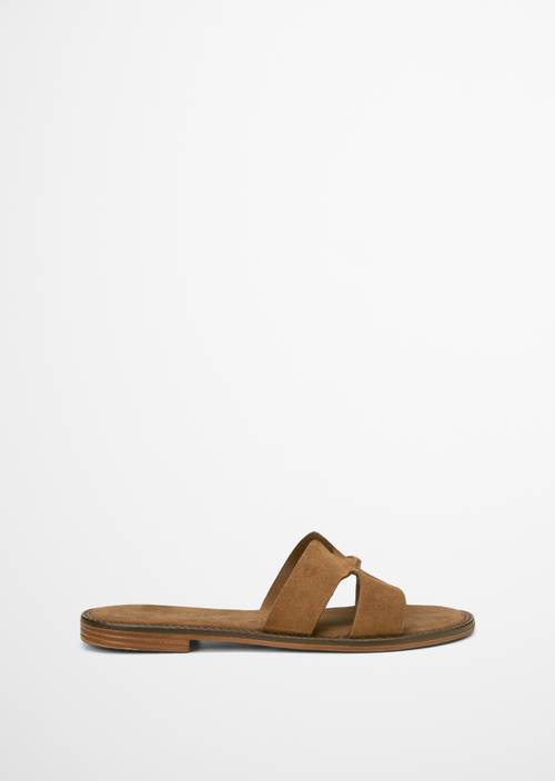 Slide made from soft suede - brown | Slides | MARC O’POLO