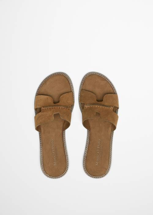 Slide made from soft suede - brown | Slides | MARC O’POLO