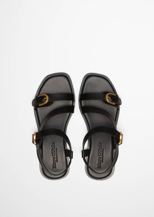 Sandalia de fina piel de becerro - negro | Made in Portugal | MARC O’POLO