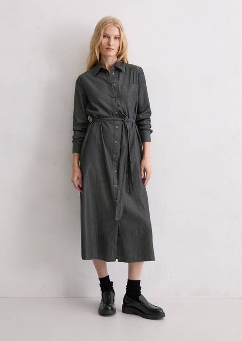 Shirt dress regular made from cotton chambray - blue | Midi dresses ...