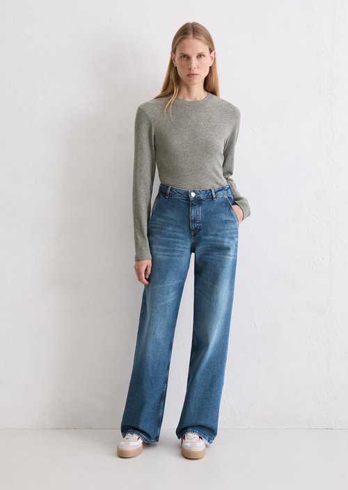 Jeans modèle Luma large en mélange de coton organique - bleu | Coupe ...