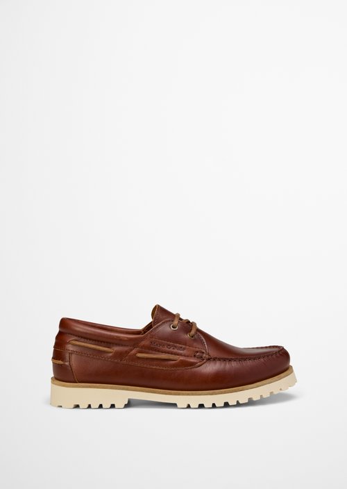 Boat shoe model Levi made from soft cowhide - brown | Made in Portugal ...