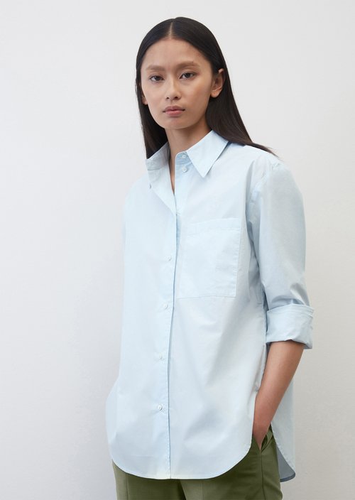 Chemisier boyfriend oversize en coton au toucher papier - bleu ...