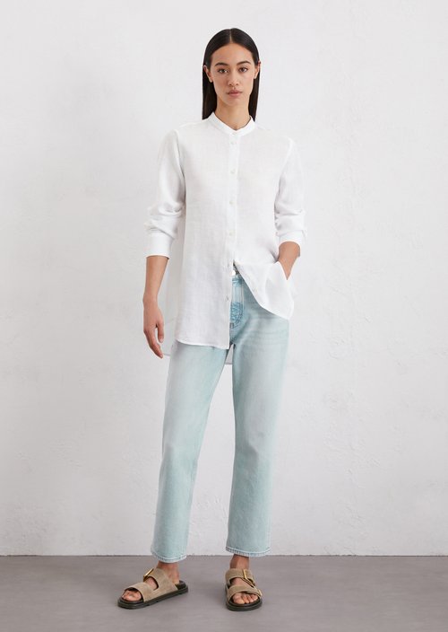 A-shape linen blouse regular made of light quality - white | Linen blouses | MARC O’POLO