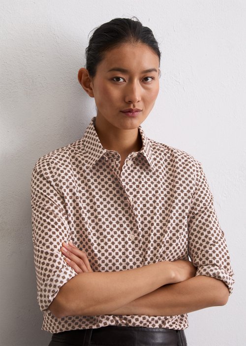 A-shape blouse made from papertouch poplin - multicolor | Long-sleeve ...