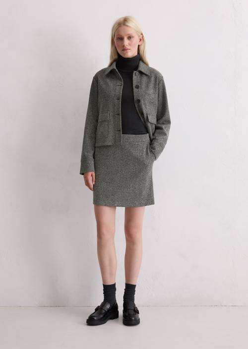 Mini-jupe slim en jersey de tweed en mélange de coton organique - gris ...
