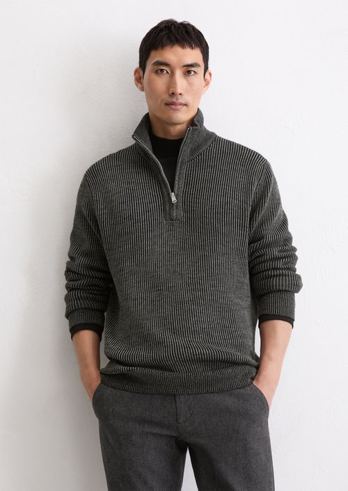 Troyer regular gemaakt van een mix van katoen en scheerwol - grijs ...